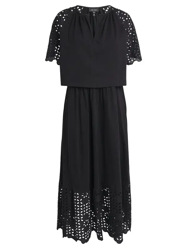 ME+EM Broderie Anglaise Maxi Dress With Detachable Overlay - Black