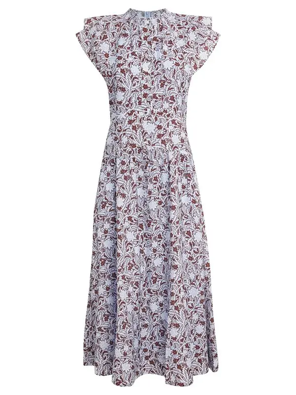 ME+EM Floral Print Midi Dress - Blue
