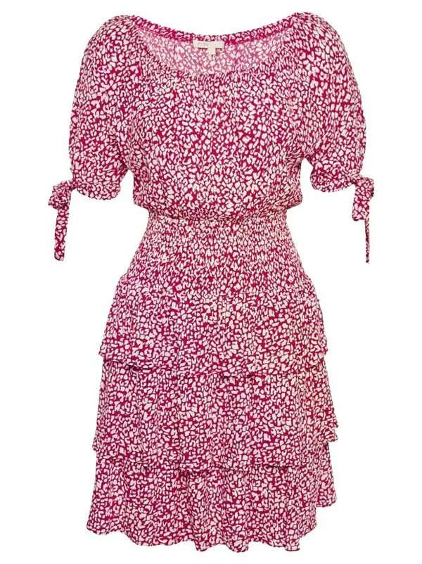 Maje Animal Print Off-shoulder Midi Dress - Red
