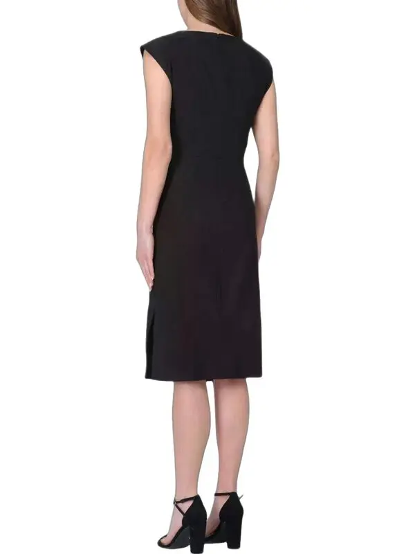 Pinko Ruched Midi Dress With Decorative Buttons - Black