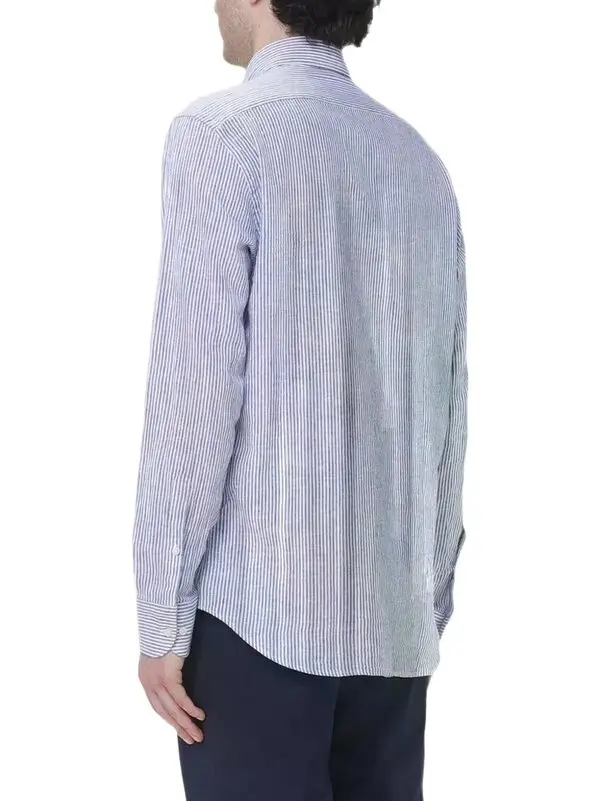BROOKSFIELD Striped Linen Shirt - Blue