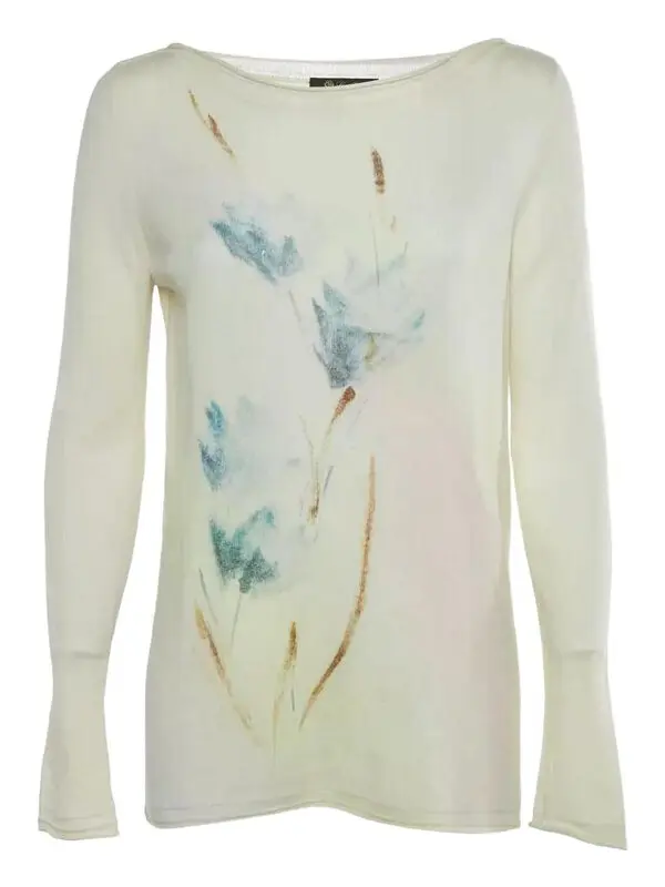 Loro Piana Cream Cashmere Boat Neck Long Sleeve Sweater - Neutrals