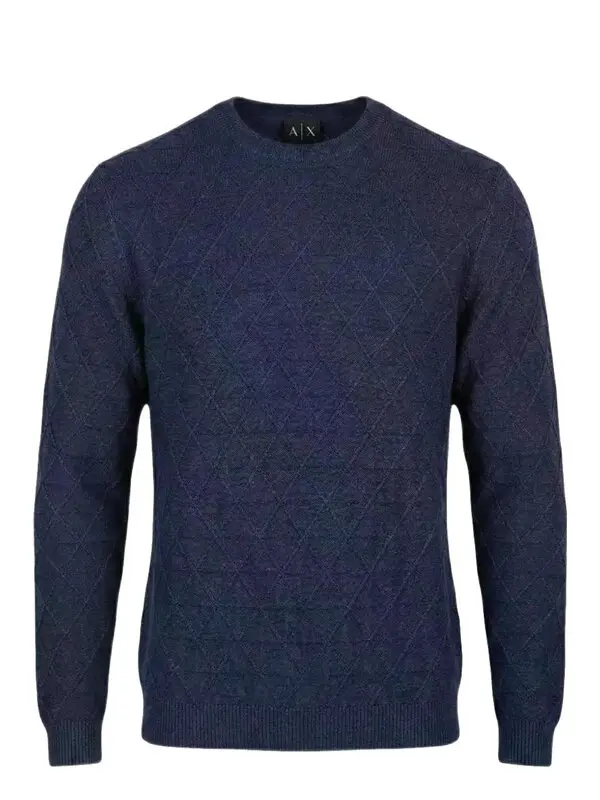 Emporio Armani Diamond-knit Crew Neck Sweater - Blue