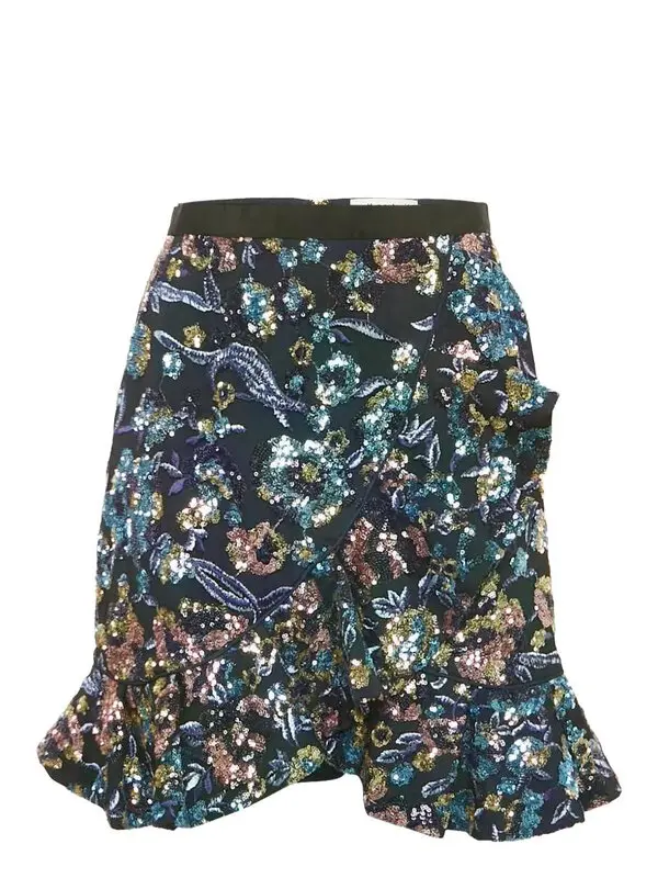 SELF-PORTRAIT Sequin-embellished Mini Skirt - Blue