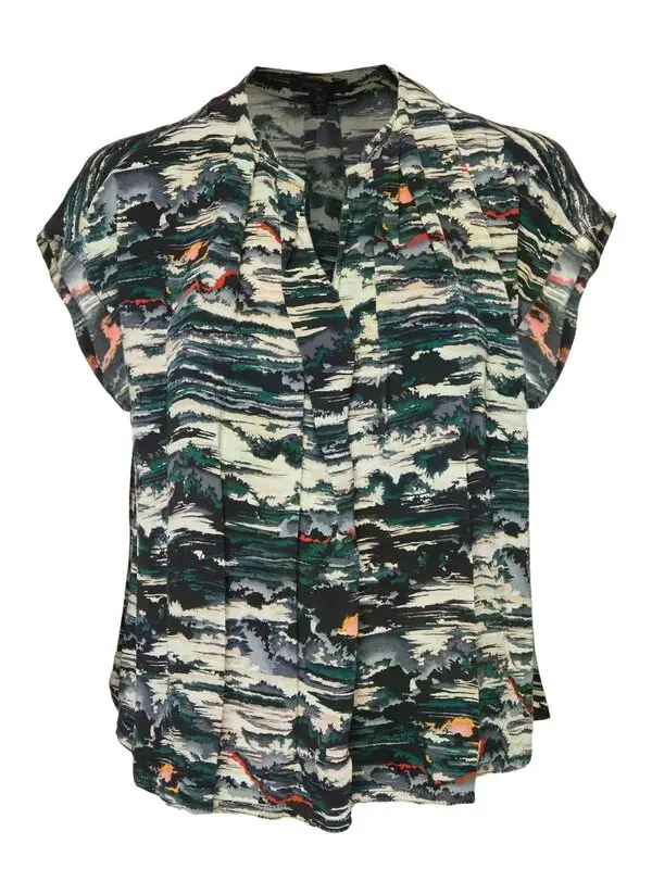 LOUIS VUITTON Printed V-neck Blouse - Black