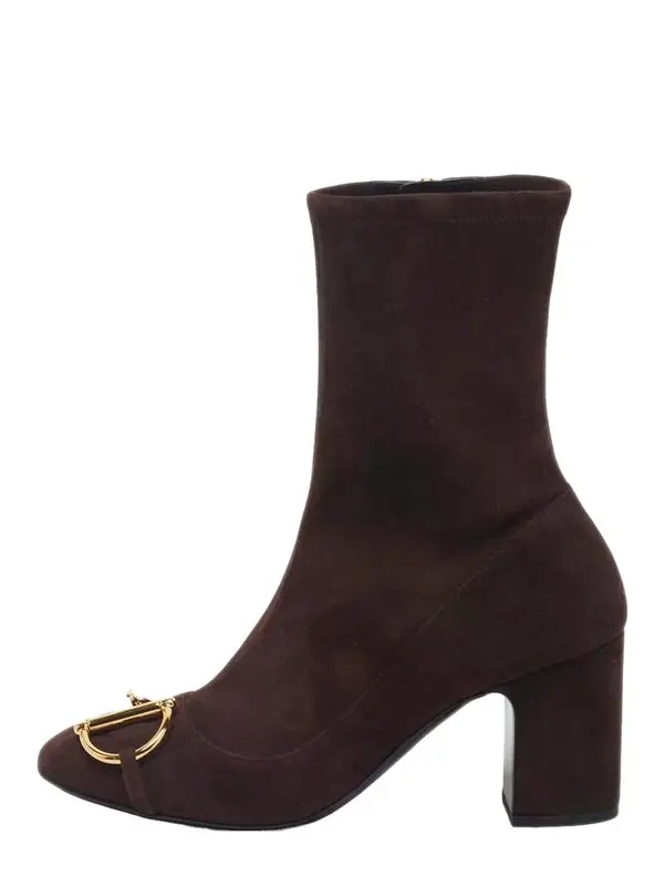 Gucci Horsebit Suede Ankle Boots - Brown