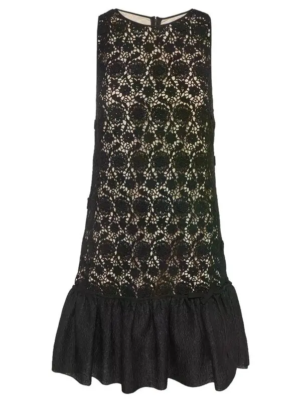 Red Valentino Lace Flounce-hem Midi Dress - Black