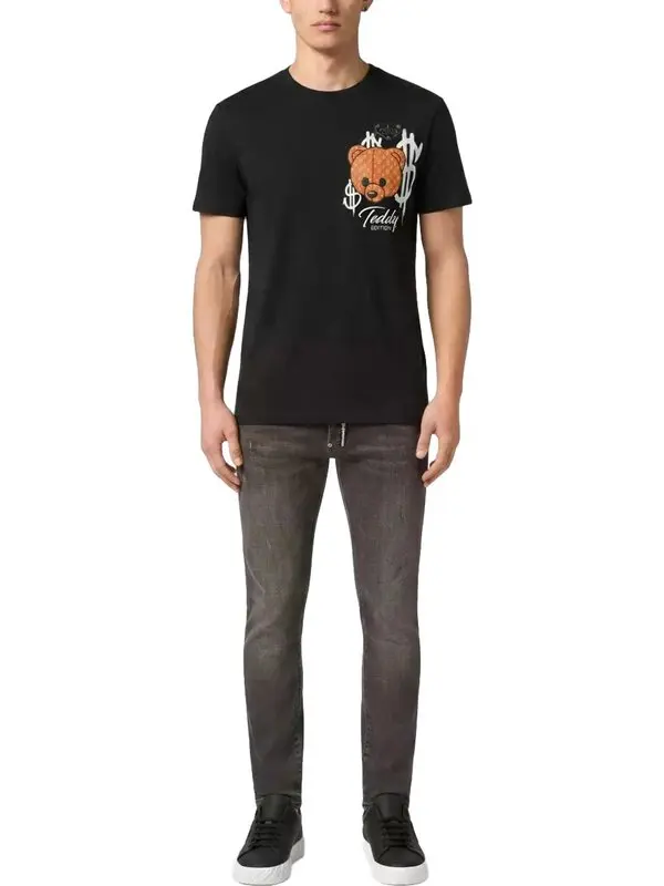 Philipp Plein Jersey T-shirt Teddy Chest - Black