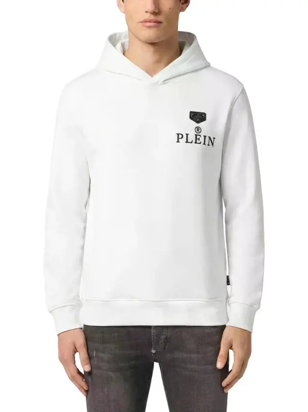 Philipp Plein Logo Plaque Hoodie - White