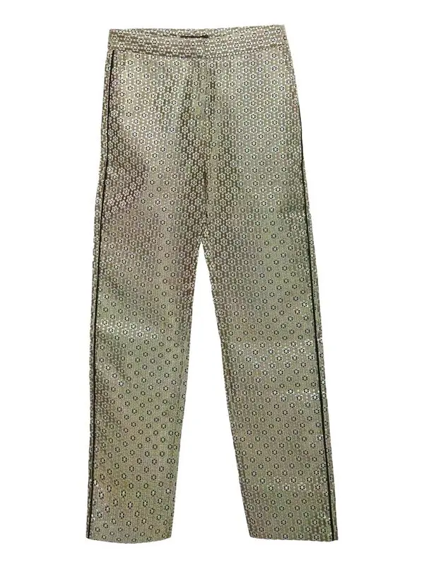 Maje Silver-tone Floral Jacquard Trousers - Gold