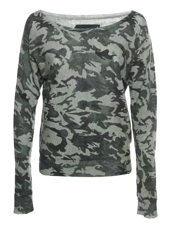 Zadig&Voltaire Camouflage-print Long-sleeve Cashmere Jumper - Grey