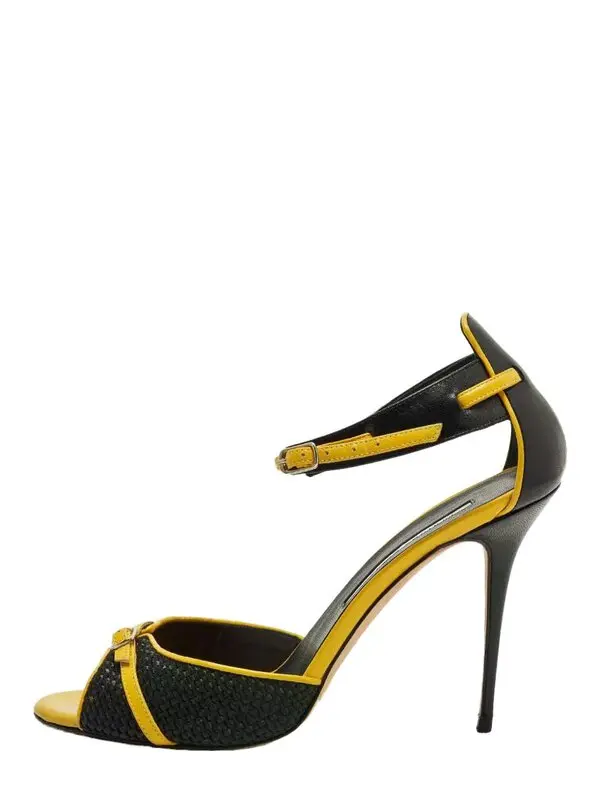 Manolo Blahnik Woven Ankle-strap Sandals - Black