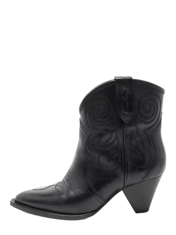 ISABEL MARANT VINTAGE Dewina Leather Ankle Boots - Black