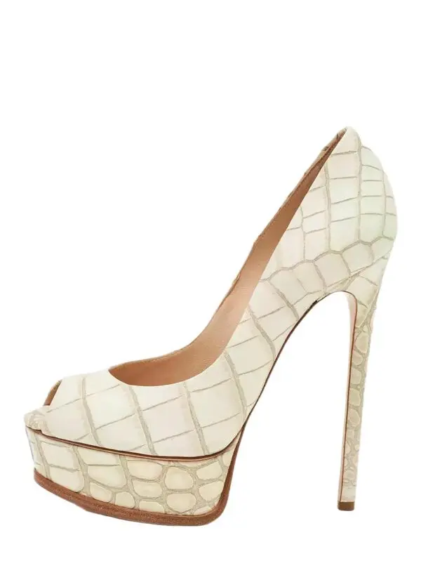 Casadei Croc-embossed Platform Sandals - Neutrals