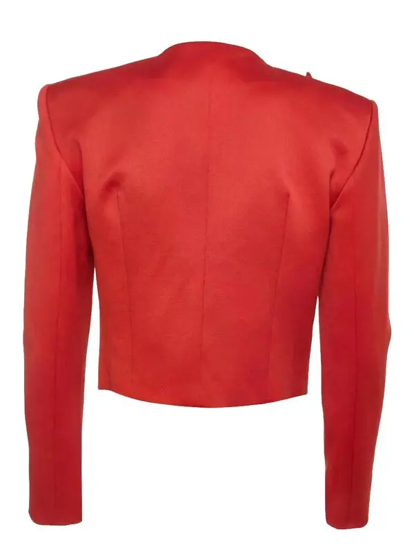 Magda Butrym Wool Floral Appliqué Cropped Jacket - Red