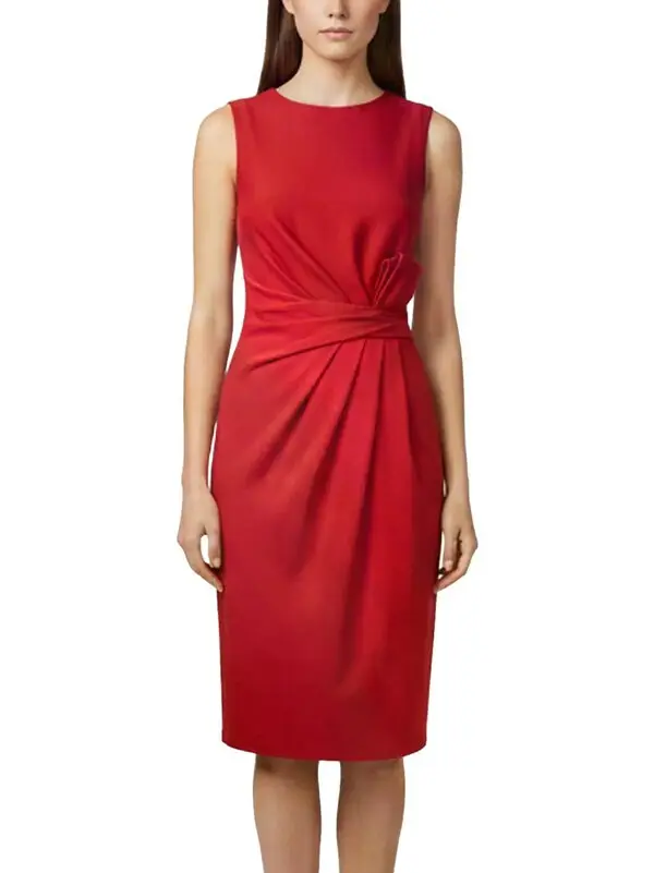 FERRAGAMO Sleeveless Origami-pleated Wool Dress - Red