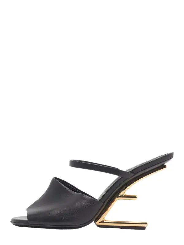 Fendi Sculptural Heel Leather Sandals - Black