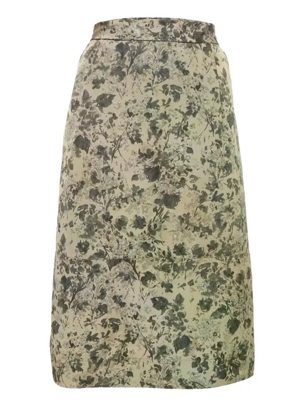 Max Mara Floral Print Midi Skirt - Neutrals