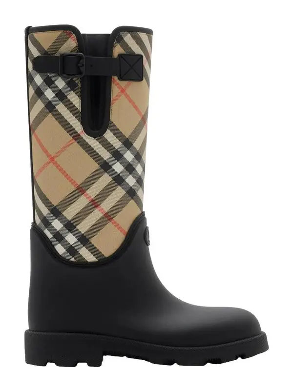 Burberry Rubber Boots With Adjustable Straps - Black