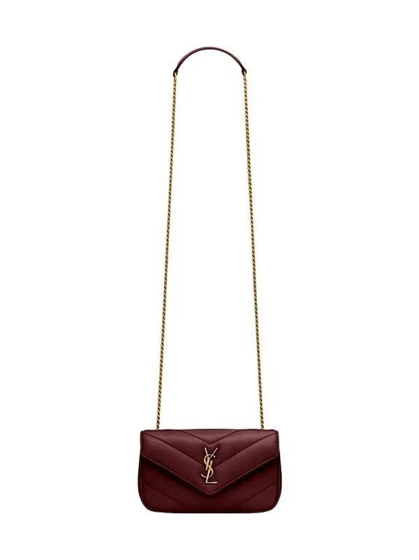 Saint Laurent Chevron Quilted Lambskin Shoulder Bag - Red