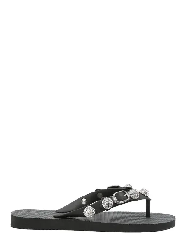 Balenciaga Embellished T-bar Flip-flops - Black