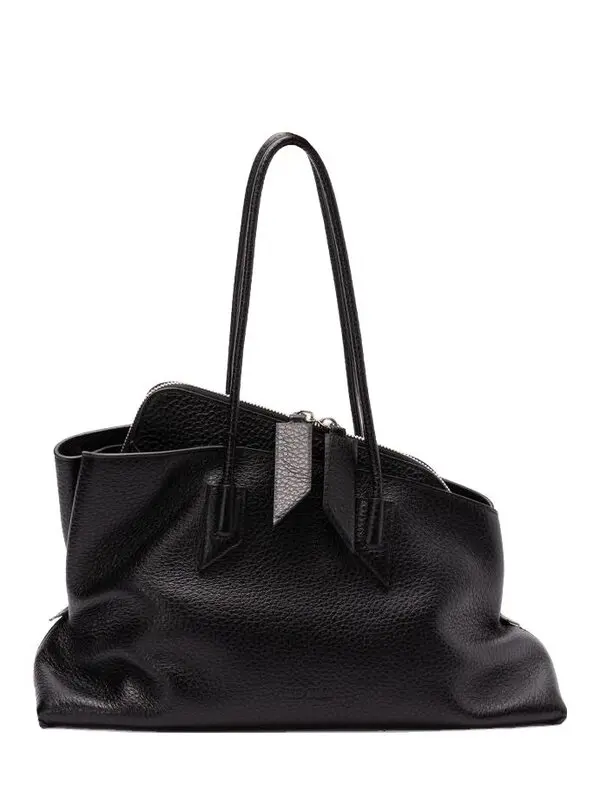 Attico Grained Leather Shoulder Bag - Black