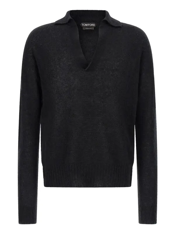 TOM FORD Cashmere And Silk Polo Shirt - Black