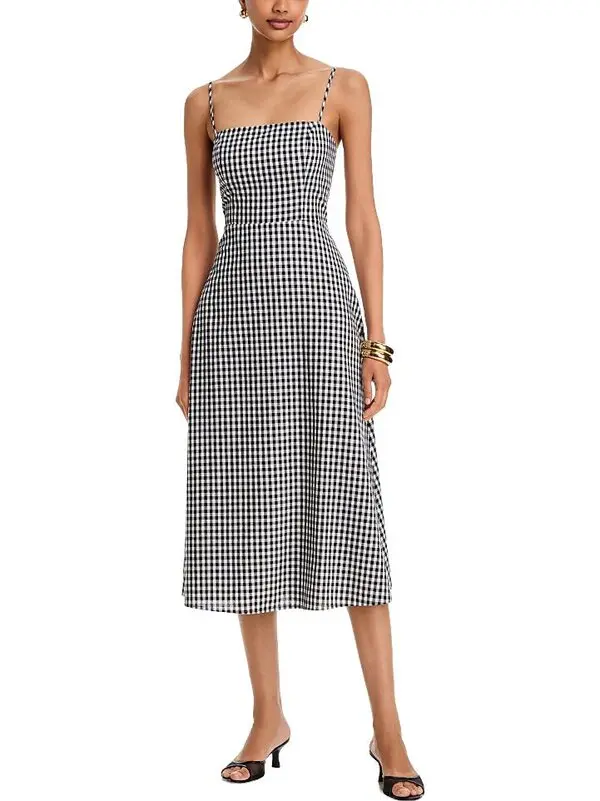 Aqua Khalani Gingham Midi Dress - Black Gingham