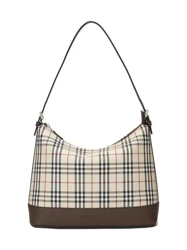 Burberry Check Jacquard Canvas Hobo - Beige