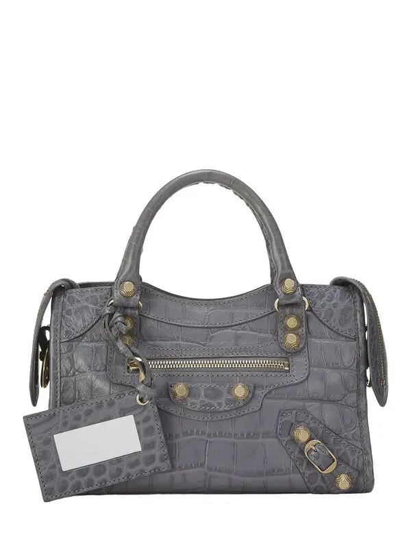 Balenciaga Embossed Leather Classic City Bag - Grey