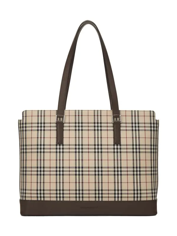 Burberry Check Jacquard Canvas Zip Tote - Beige