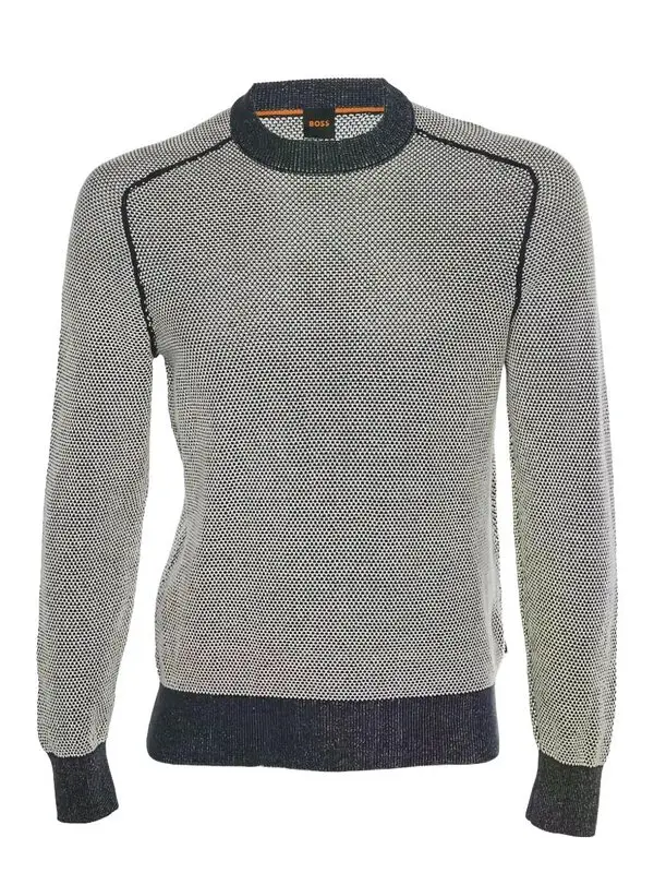 BOSS Two-tone Knit Crew Neck Sweater - Grey