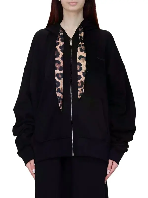 DISCLAIMER Leopard-print Drawstring Hoodie - Black