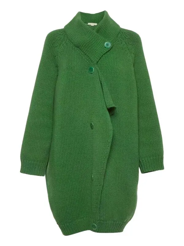 Stella McCartney Oversized Wool Knit Coat - Green