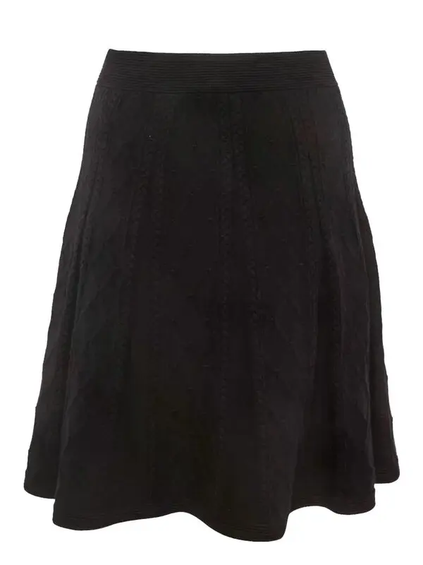 Sandro Ribbed Flared Midi Skirt - Black
