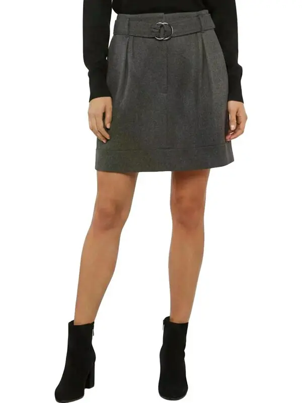 Brunello Cucinelli Pleated Belted Midi Skirt - Grey