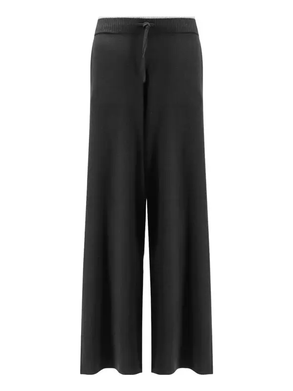 Pinko Drawstring Wide Leg Pants With Logo Detail - Black