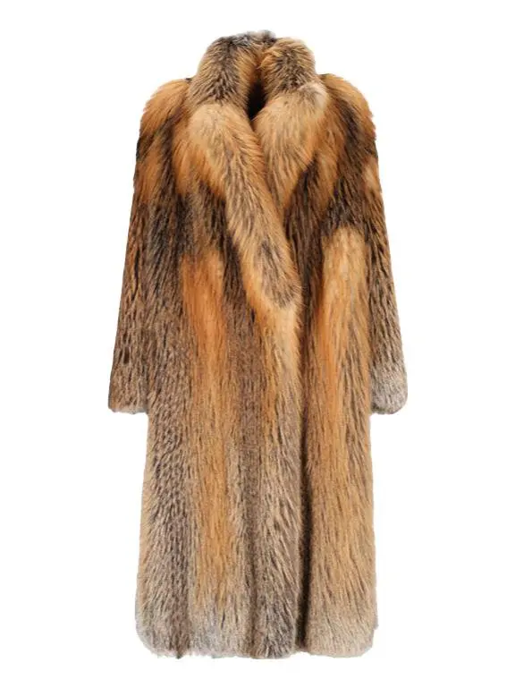 BLANCHA Long-sleeved Fur Coat - Brown