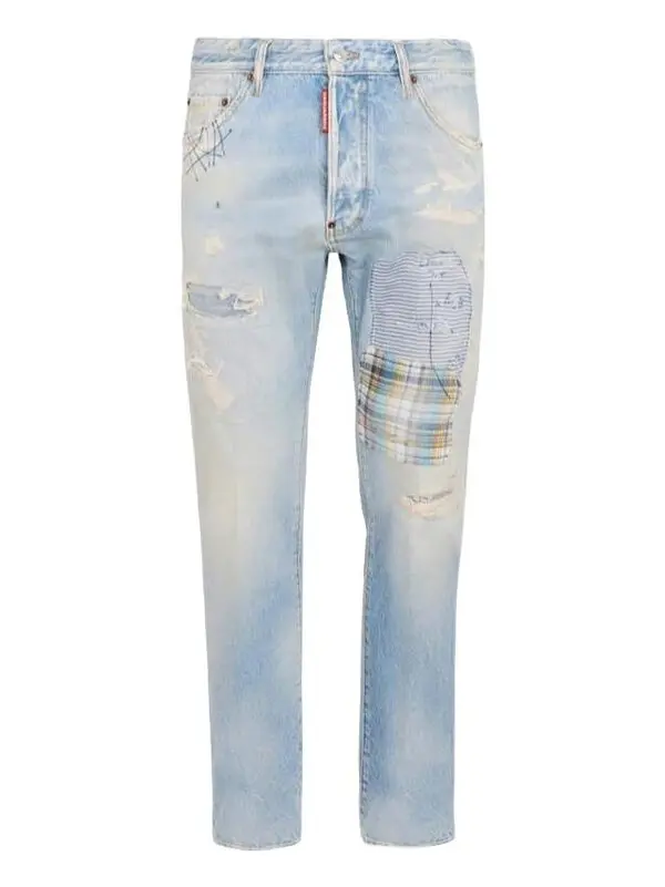 Dsquared2 Patched Superlite Teddy Jeans - Blue