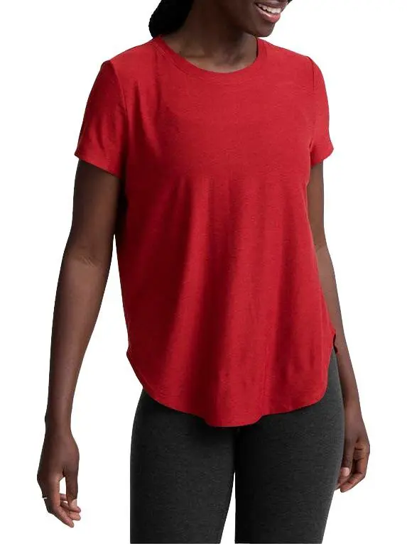 Beyond Yoga On The Down Low T-shirt - Ruby Rush Heather