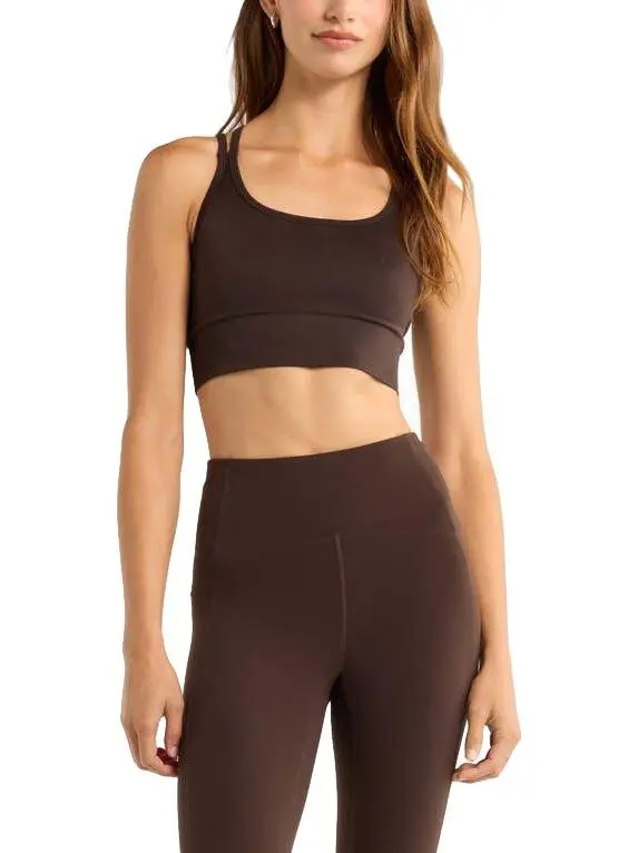 Zella Seamless Strappy Sports Bra - Brown Mole