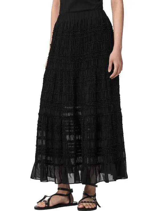 ALLSAINTS Lotus Tiered Maxi Skirt - Black