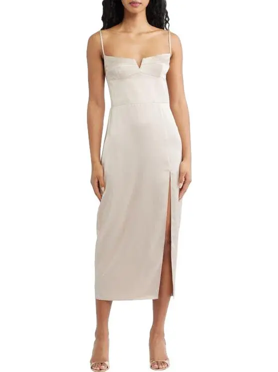 Amanda Uprichard Lyra Bustier Bodice Satin Pencil Dress - Farro
