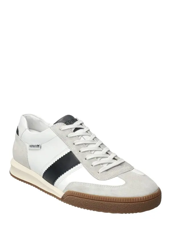Mephisto Elo Tonal Leather And Suede Lace-up Sneakers - Stone