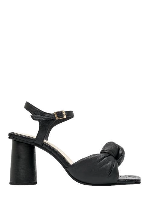 ALTA Alessia Leather Block Heel Sandals With Knotted Detail - Black