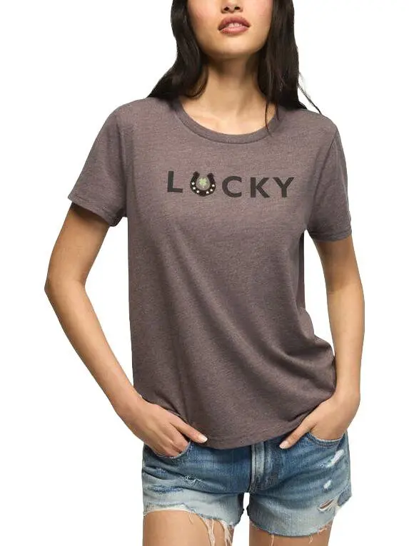 Lucky Brand Horseshoe Appliqué Scoop Neck T-shirt - Rabbit