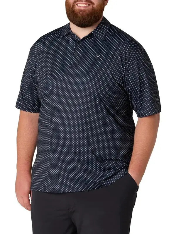 CALLAWAY Big & Tall Golf Print Performance Polo Shirt - Caviar
