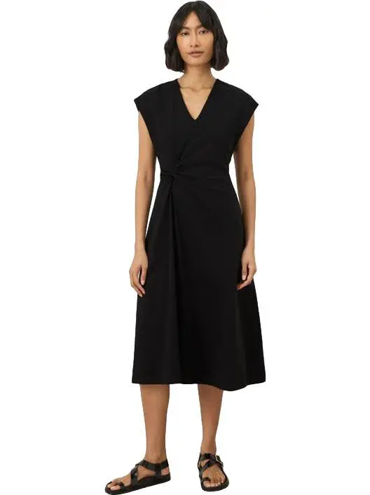 PACT Cotton Jersey V-neck Twist Dress - Black