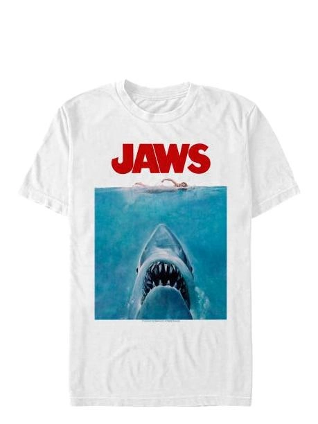 JAWS Oversized Movie Poster Short Sleeve Graphic T-shirt - White