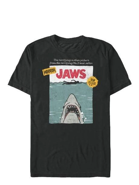 JAWS Classic Poster Sketch Short Sleeve Graphic T-shirt - Black